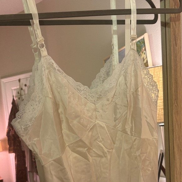 Sears | Intimates & Sleepwear | Sears Cream Satin Lace Chemise | Poshmark